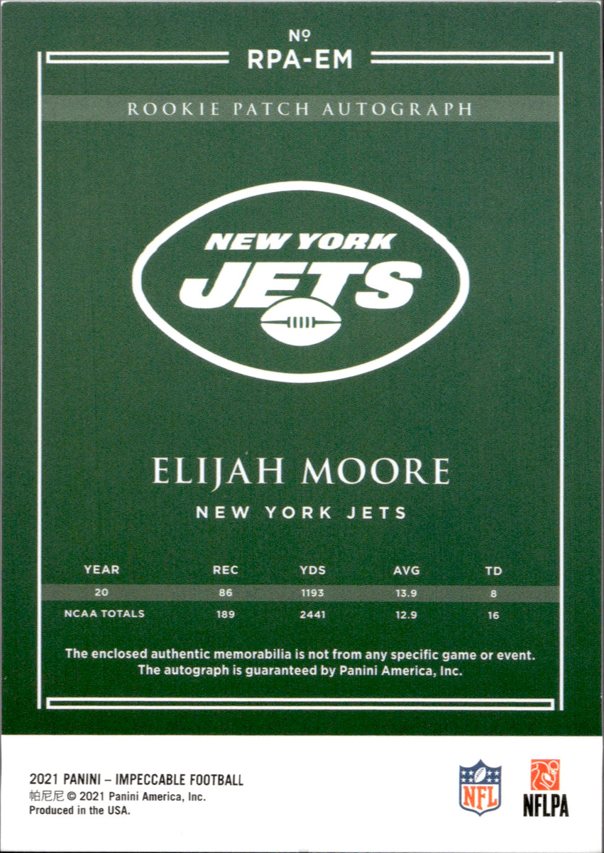 2021 Elijah Moore Panini Impeccable ROOKIE PATCH AUTO 17/99 AUTOGRAPH