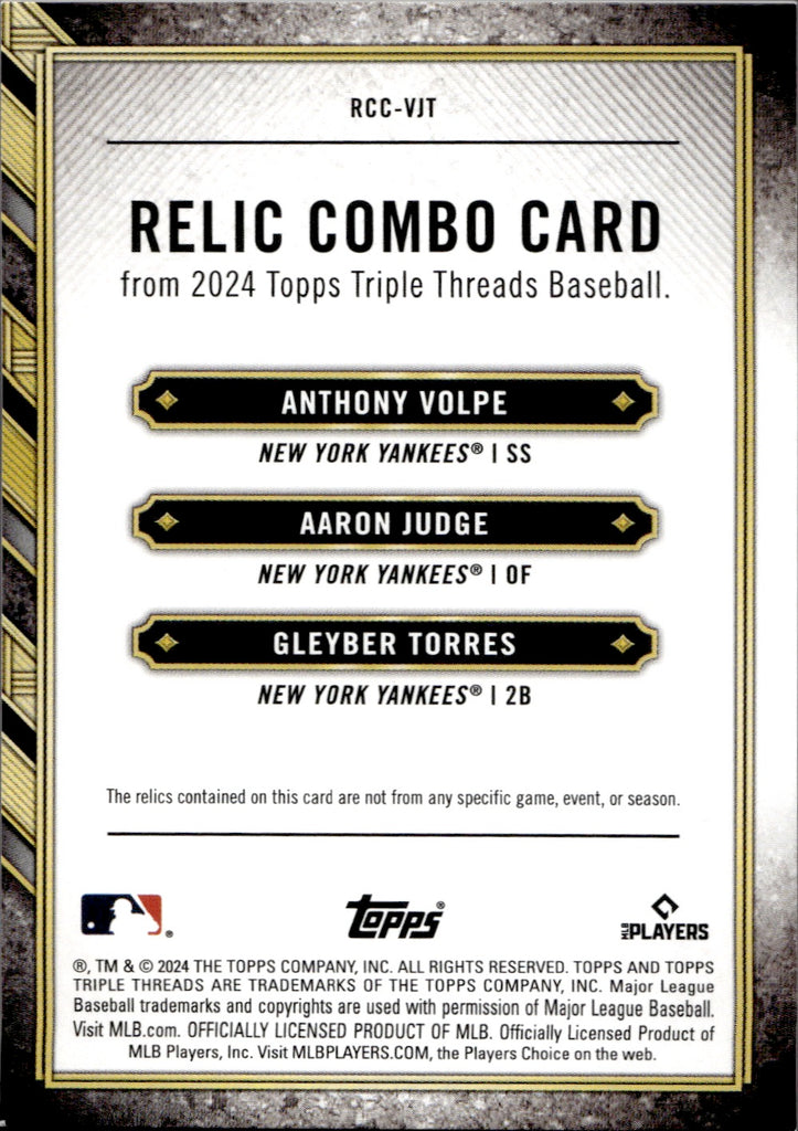 2024 Aaron Judge Anthony Volpe Gleyber Torres Topps Triple Threads TRI