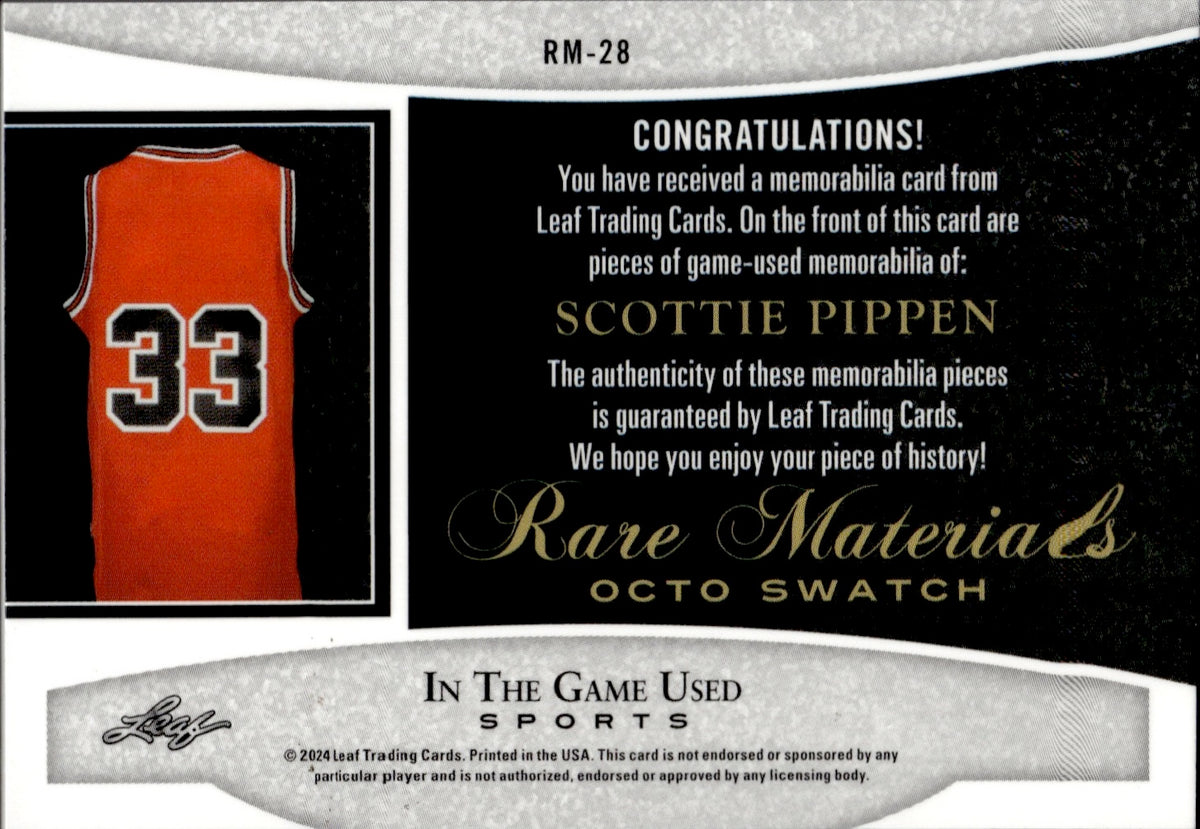 2024 Scottie Pippen Leaf In the Game Used RARE MATERIALS OCTO JERSEY 1