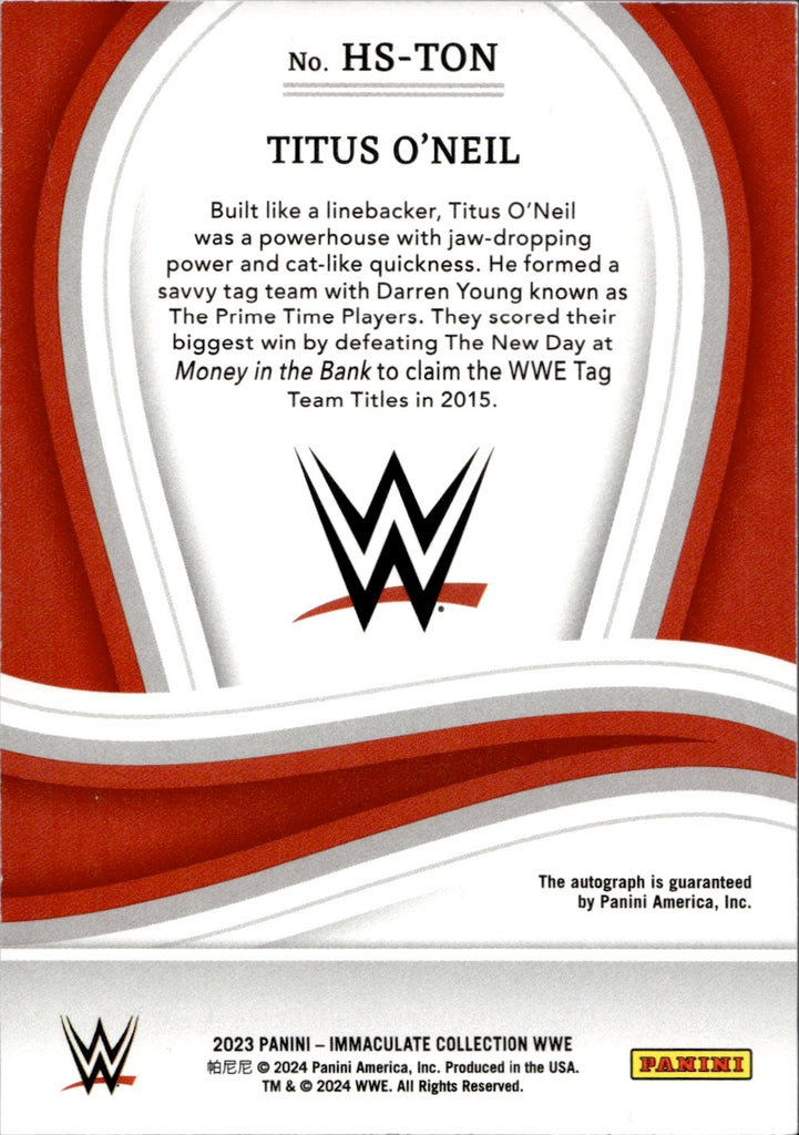 2023 Titus O'Neil Panini Immaculate Collection WWE HERALDED SIGNATURES