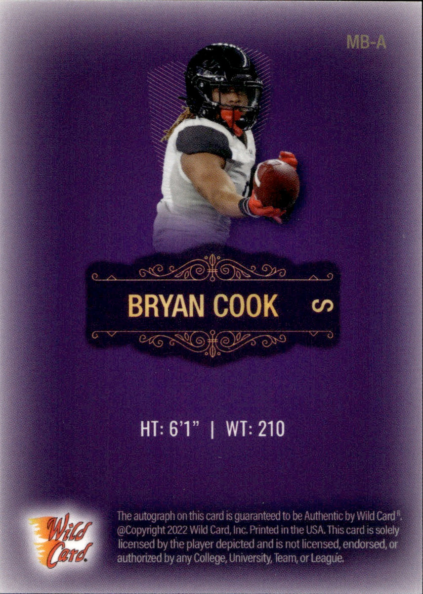 2022 Bryan Cook Wild Card Matte HOLO-LUX AUTO 1/2 Kansas City Chiefs