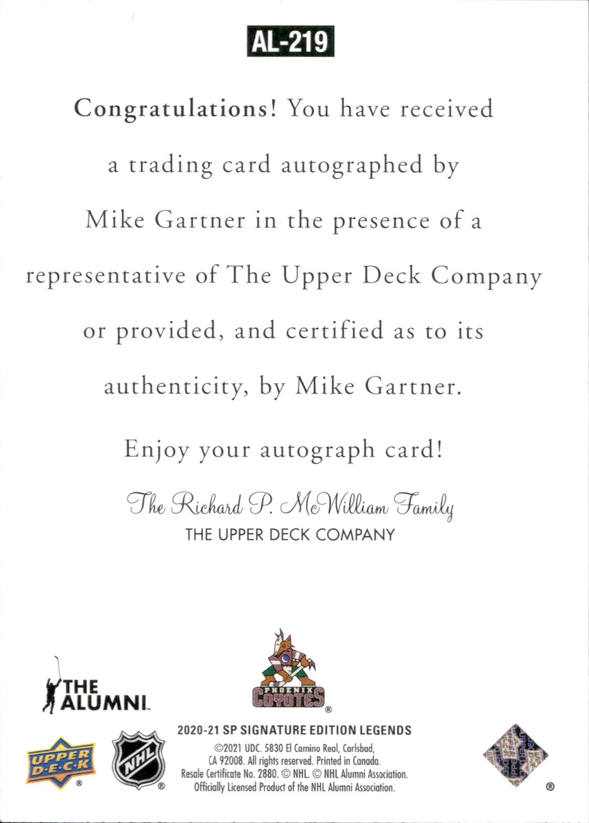 2020-21 Mike Gartner Upper Deck SP Signatures Legends '97 LEGENDS SIGN