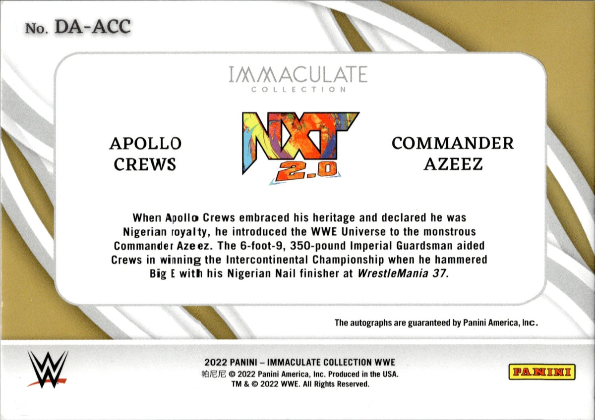 2022 Apollo Crews Commander Azeez Panini Immaculate WWE DUAL AUTO 24/2