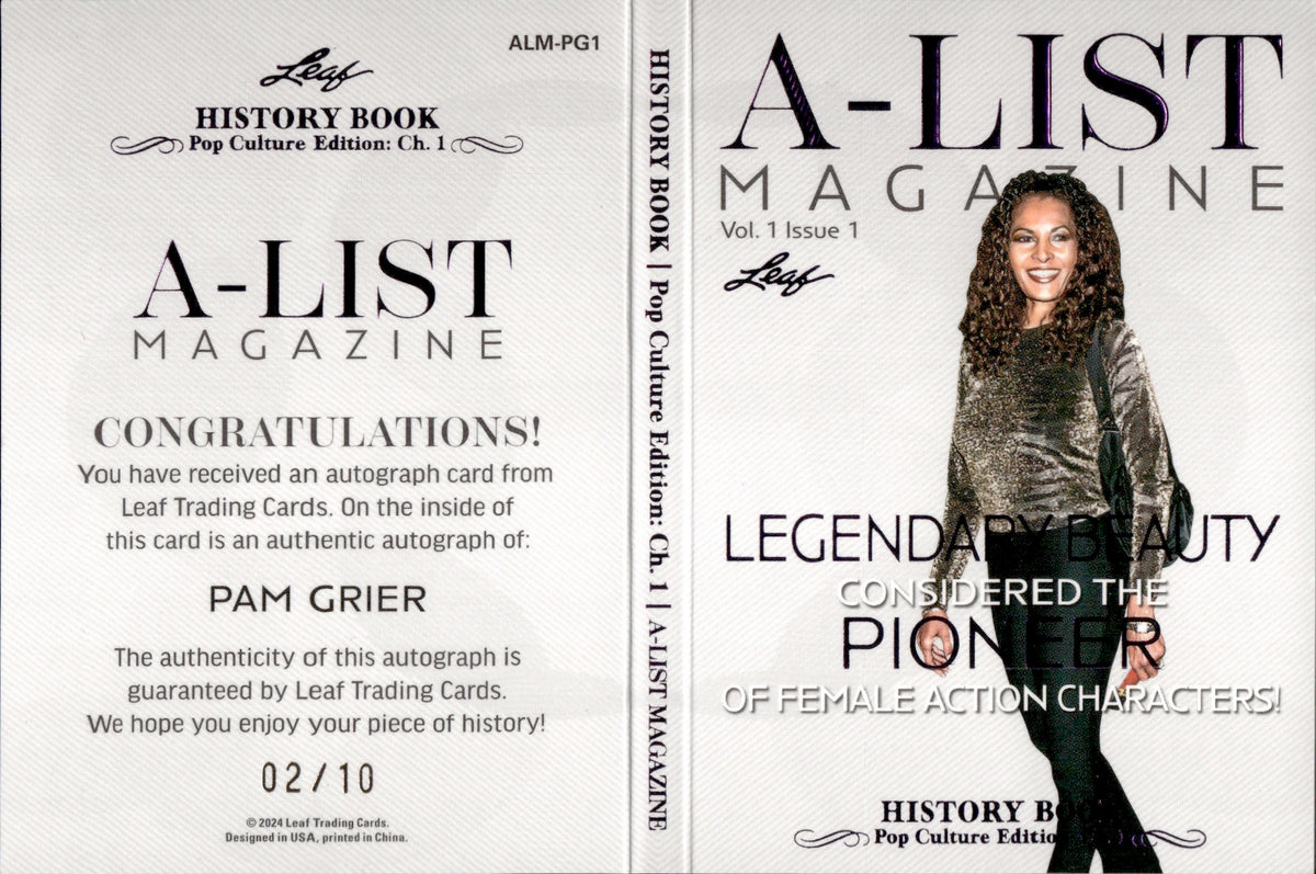 2024 Pam Grier Leaf History Book PURPLE A-LIST MAGAZINE AUTO 02/10 AUT