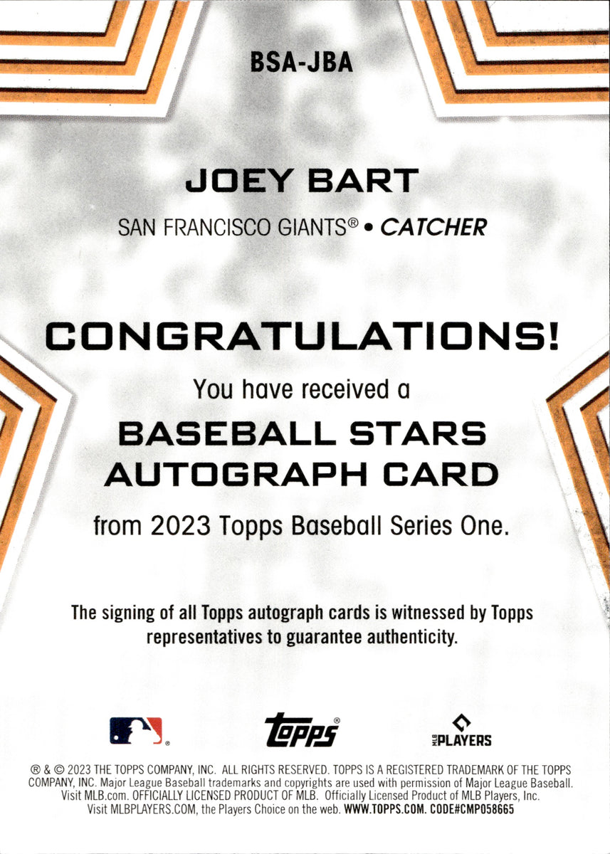 2023 Joey Bart Topps Series 1 BASEBALL STARS AUTO AUTOGRAPH #BSA-JBA S