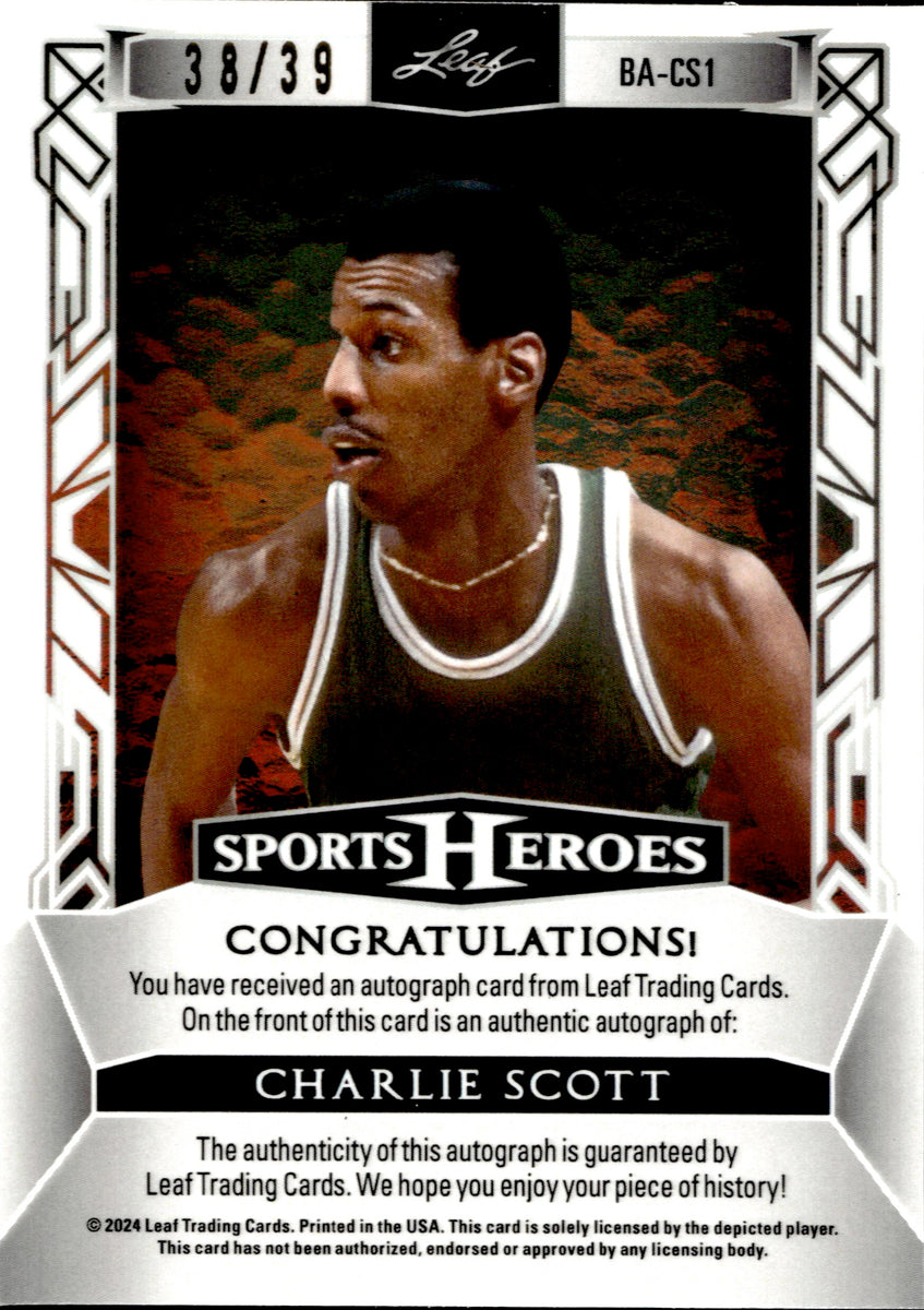 2024 Charlie Scott Leaf Sports Heroes ICE AUTO 38/39 AUTOGRAPH #BA-CS1