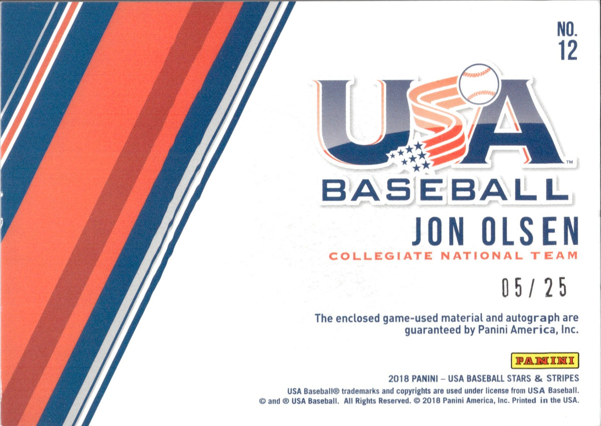 2018 Jon Olsen Panini Stars & Stripes PATCH AUTO 05/25 AUTOGRAPH RELIC