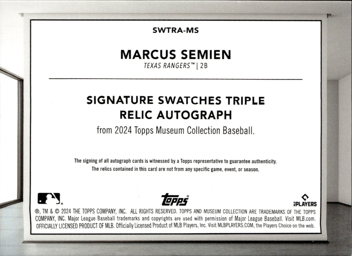 2024 Marcus Semien Topps Museum Collection SIGNATURE SWATCHES TRIPLE B