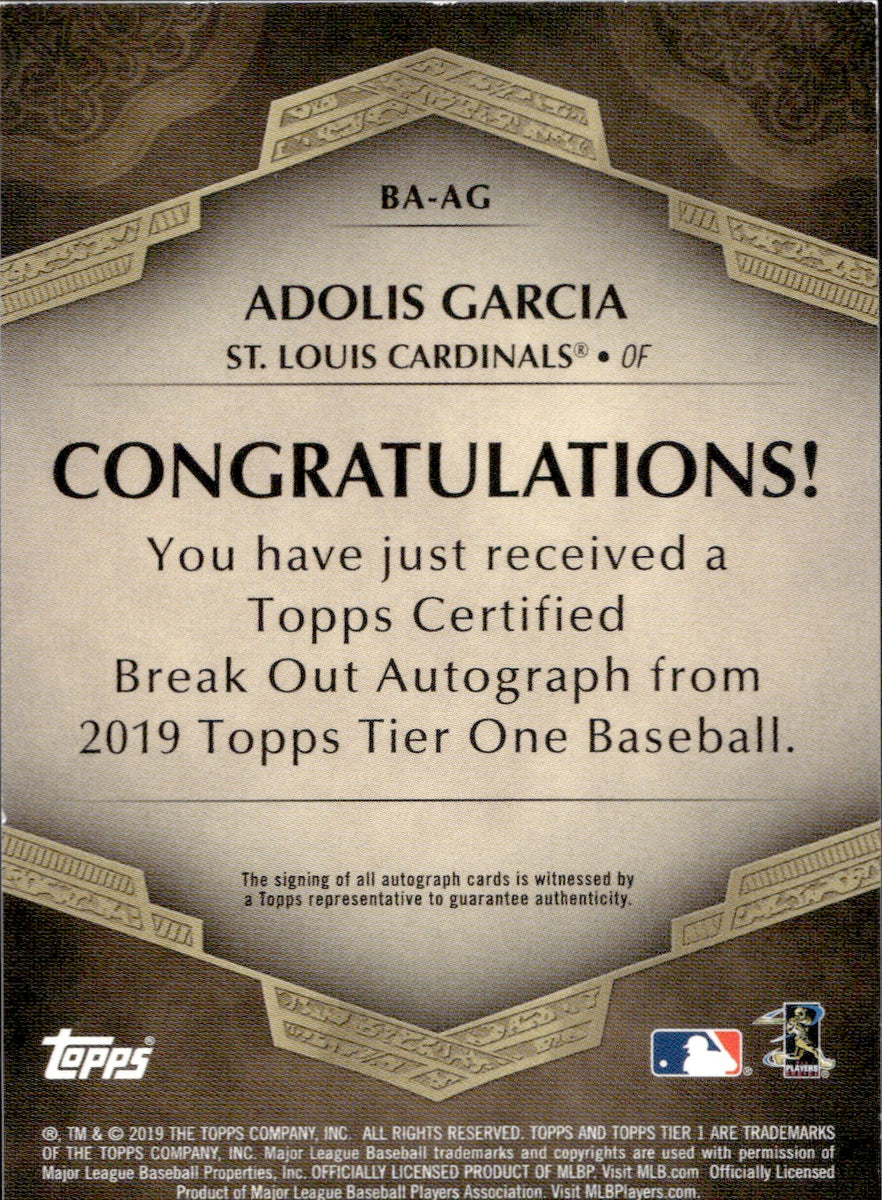 2019 Adolis Garcia Topps Tier One ROOKIE BRK OUT AUTO 138/250 AUTOGRAP