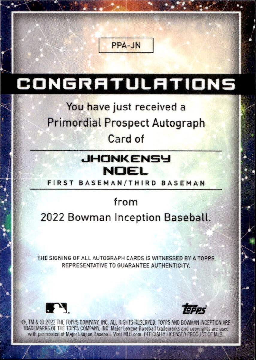 2022 Jhonkensy Noel Bowman Inception GOLD PRIMORDIAL PROSPECT AUTO 41/