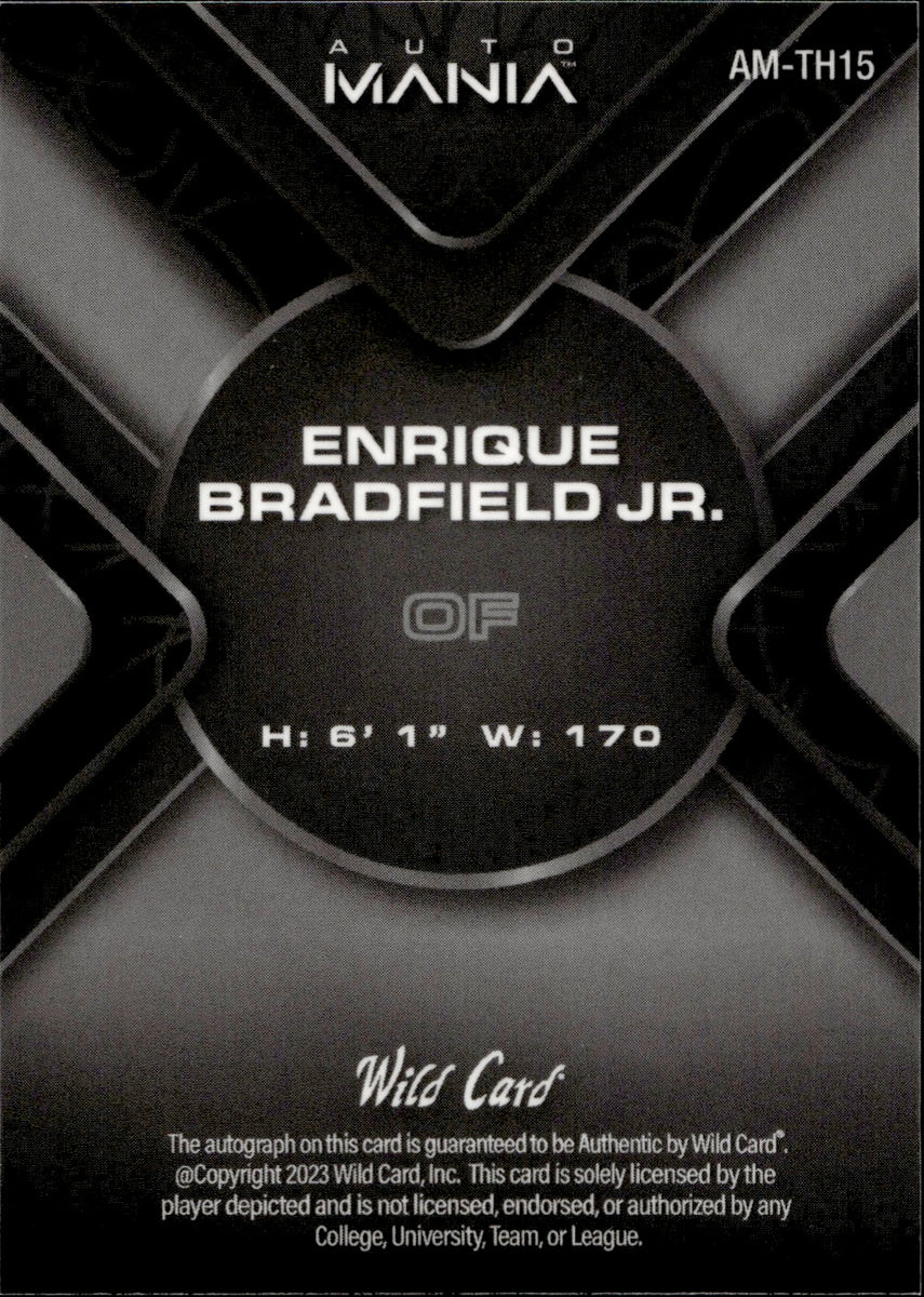 2023 Enrique Bradfield Jr. Wild Card Automania ORANGE AUTO 03/50 AUTOG