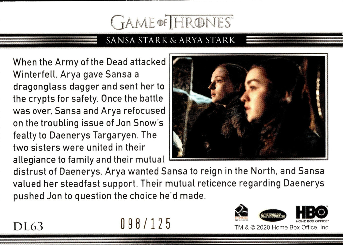 2020 Sansa Stark & Arya Stark Rittenhouse Game of Thrones Season 8 REL