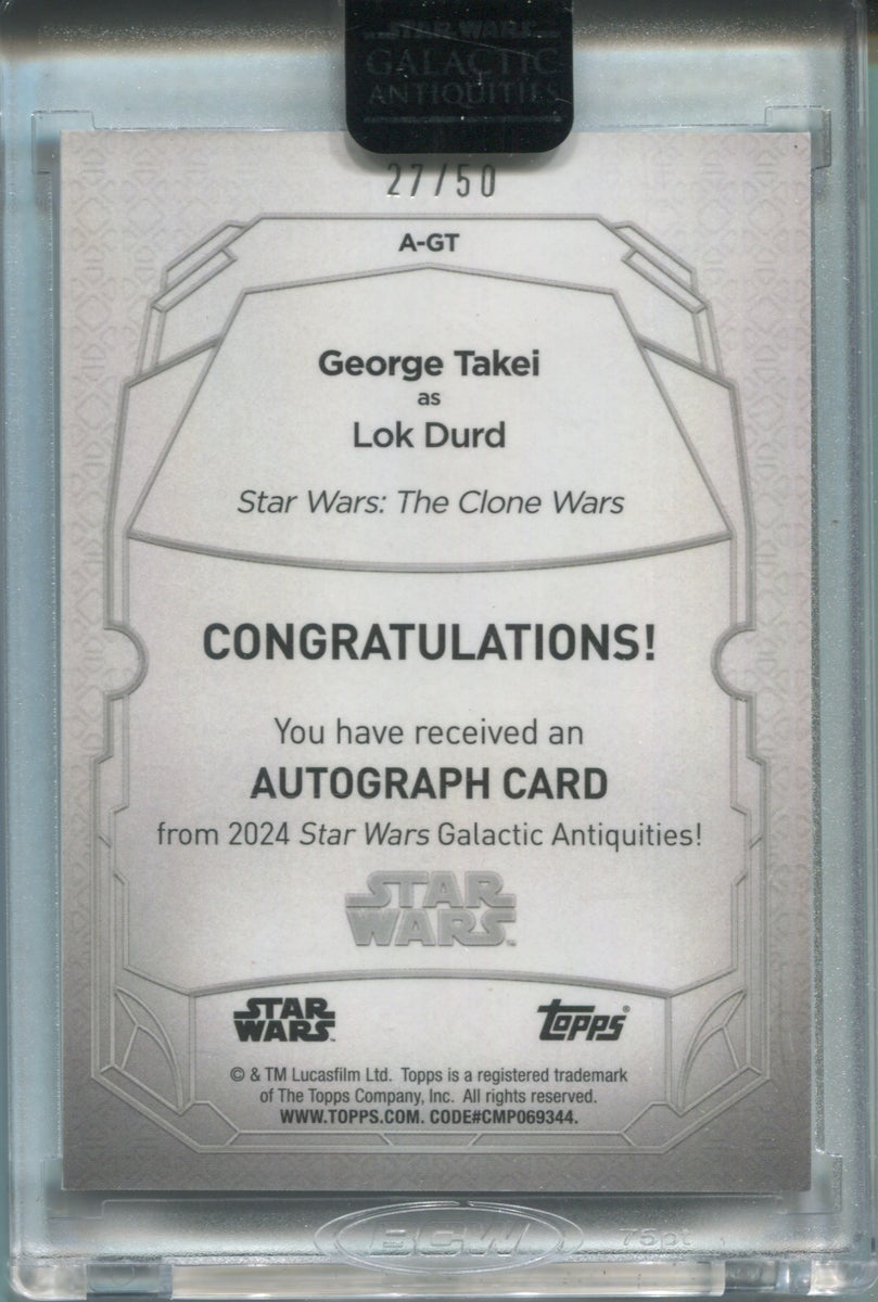 2024 George Takei as Lok Durd Topps Star Wars Galactic Antiquities AUT