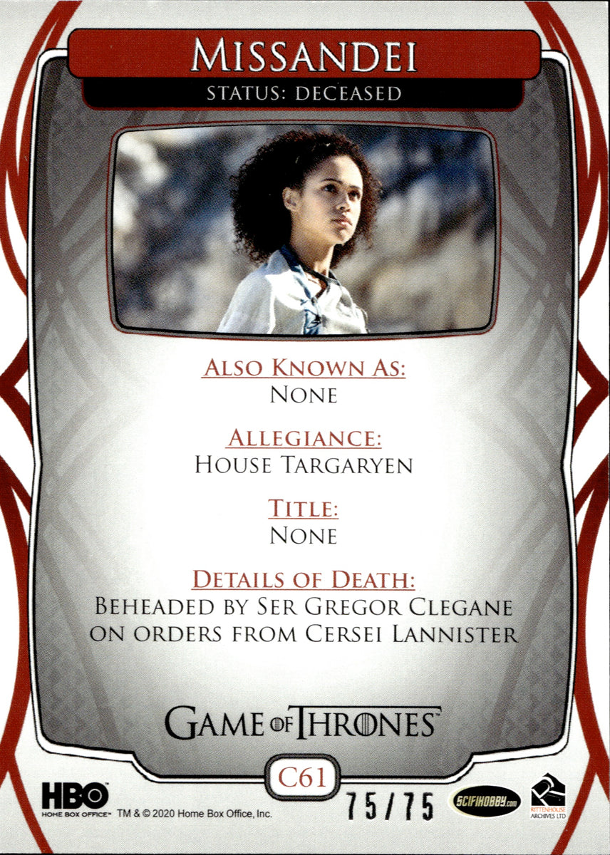 2020 Missandei Rittenhouse Game of Thrones THE COMPLETE SERIES THE CAS