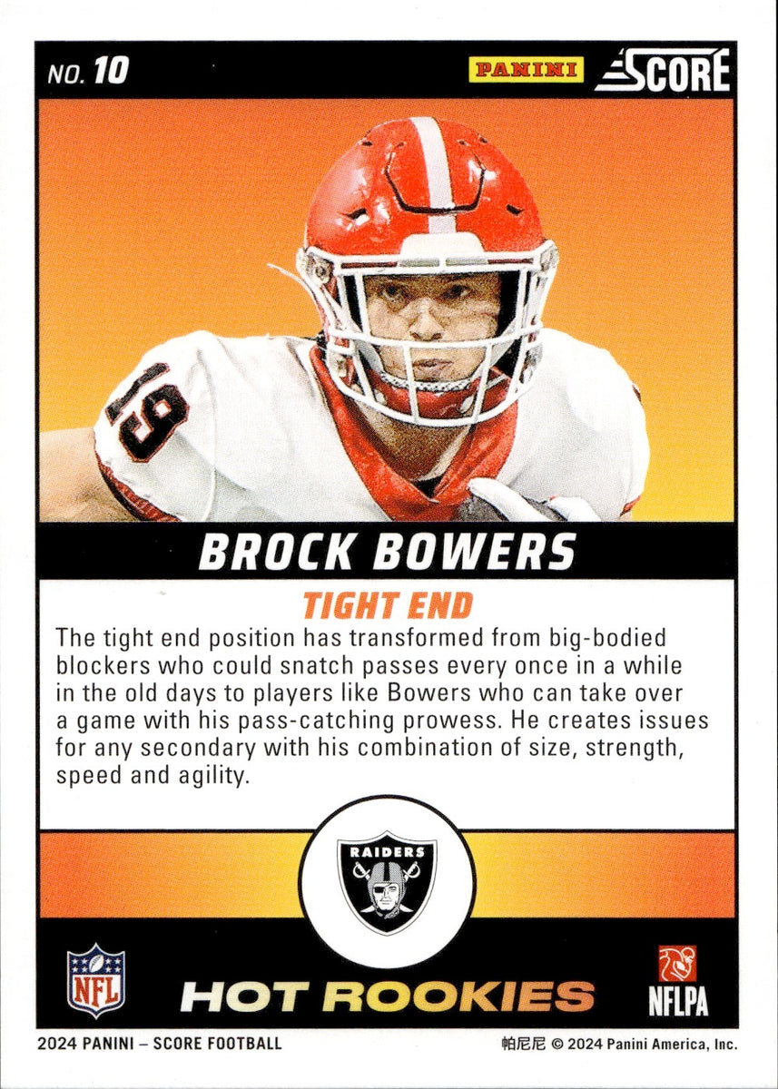 2024 Brock Bowers Panini Score GOLD ZONE HOT ROOKIE 43/50 RC #10 Las V