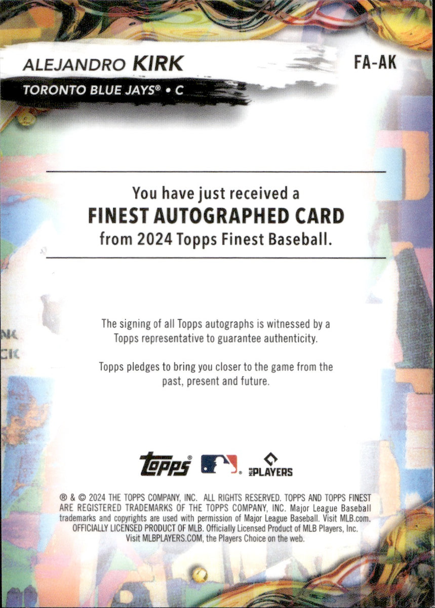 2024 Alejandro Kirk Topps Finest GOLD REFRACTOR AUTOGRAPH 40/50 AUTO